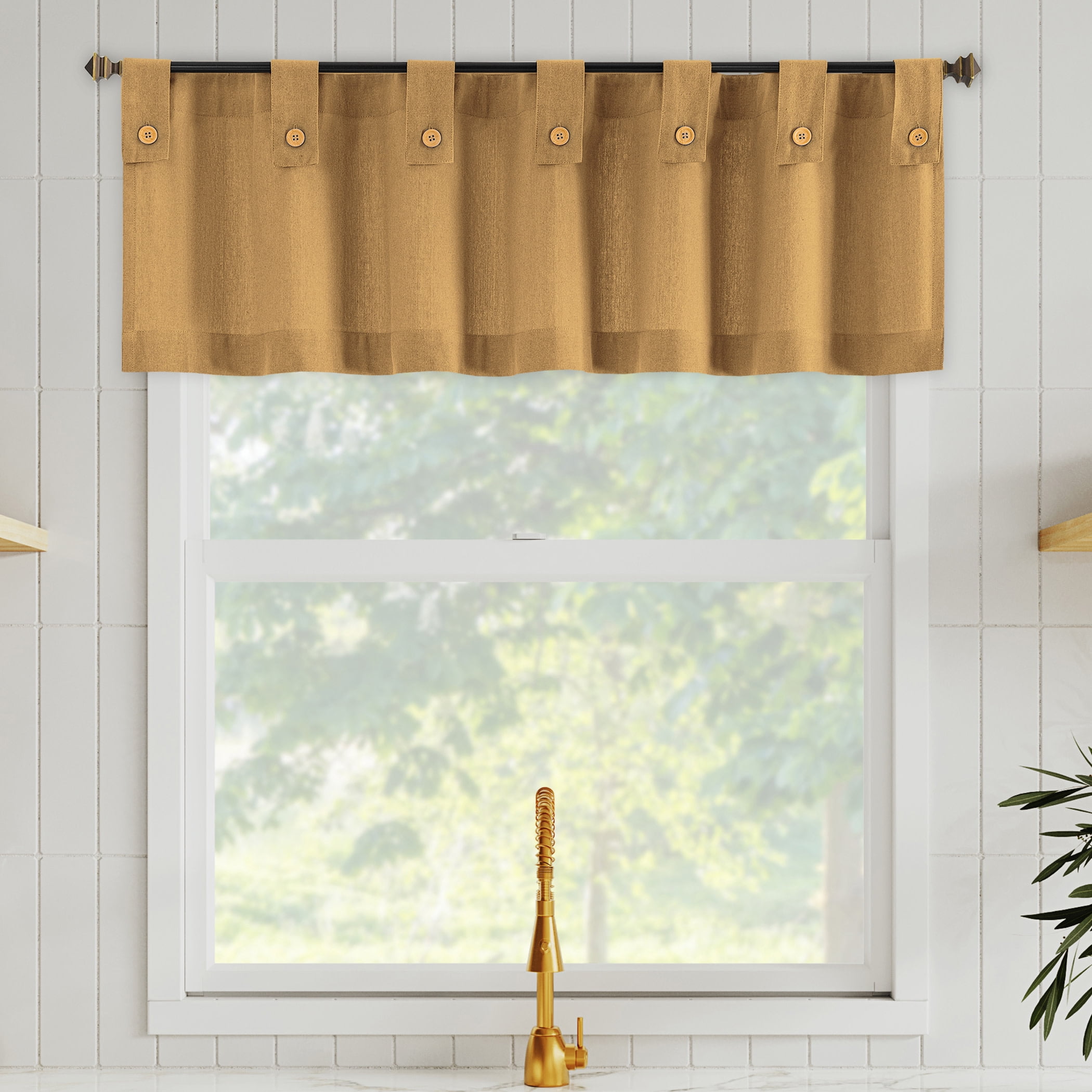 Archaeo Cotton Blend Button Tab Top Cafe Curtain Valance, 54"x14 ...