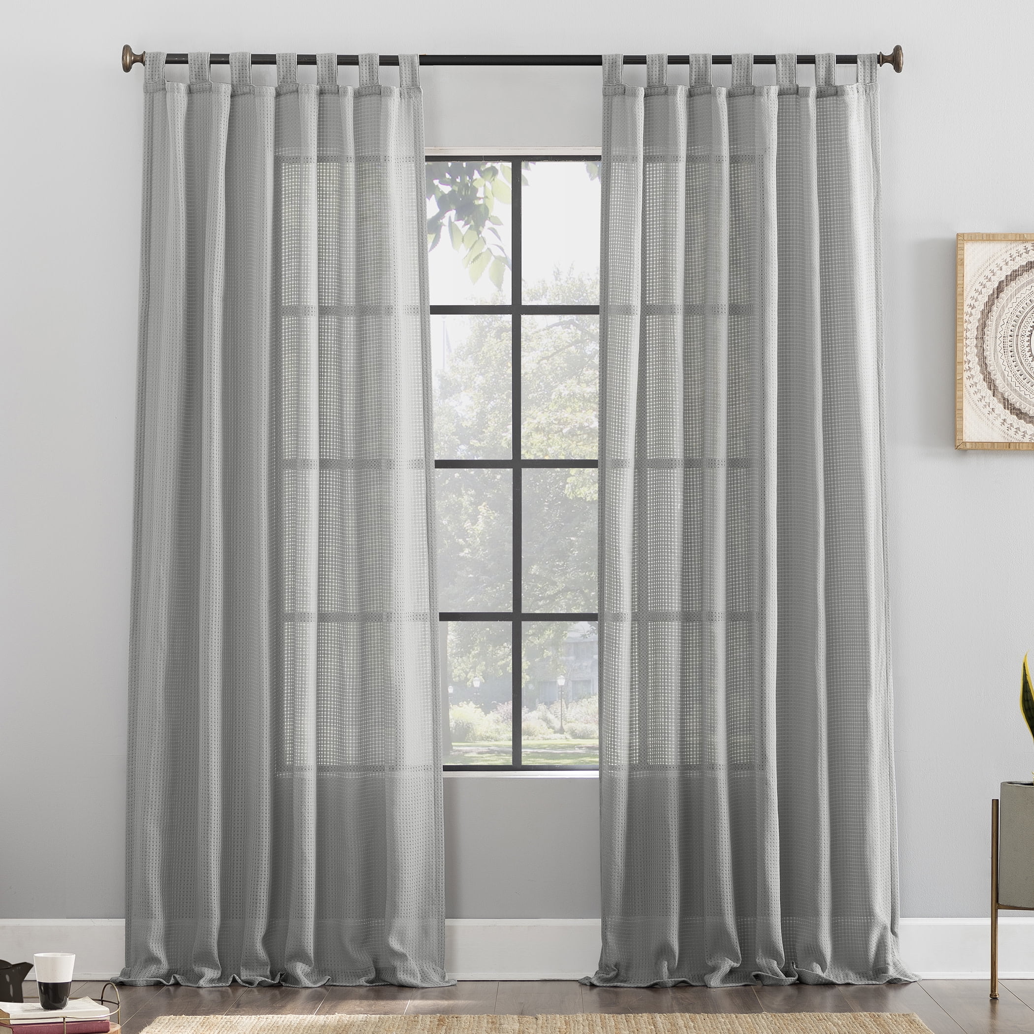 Archaeo Waffle Weave Cotton Blend Tab Top Curtain - Walmart.com