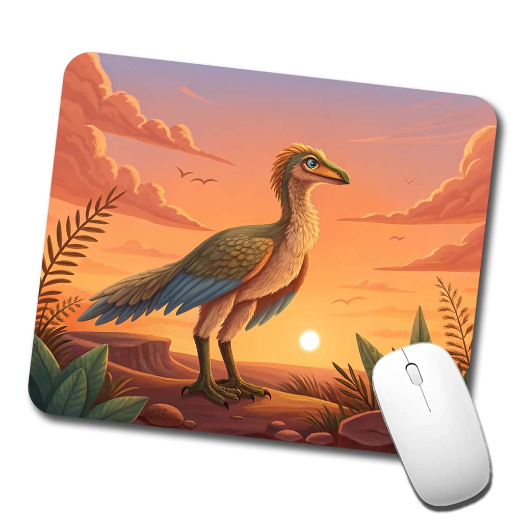 Archaeopteryx Standing Sunset Dinosaur Mouse Pad Low Profile Gaming Mat ...