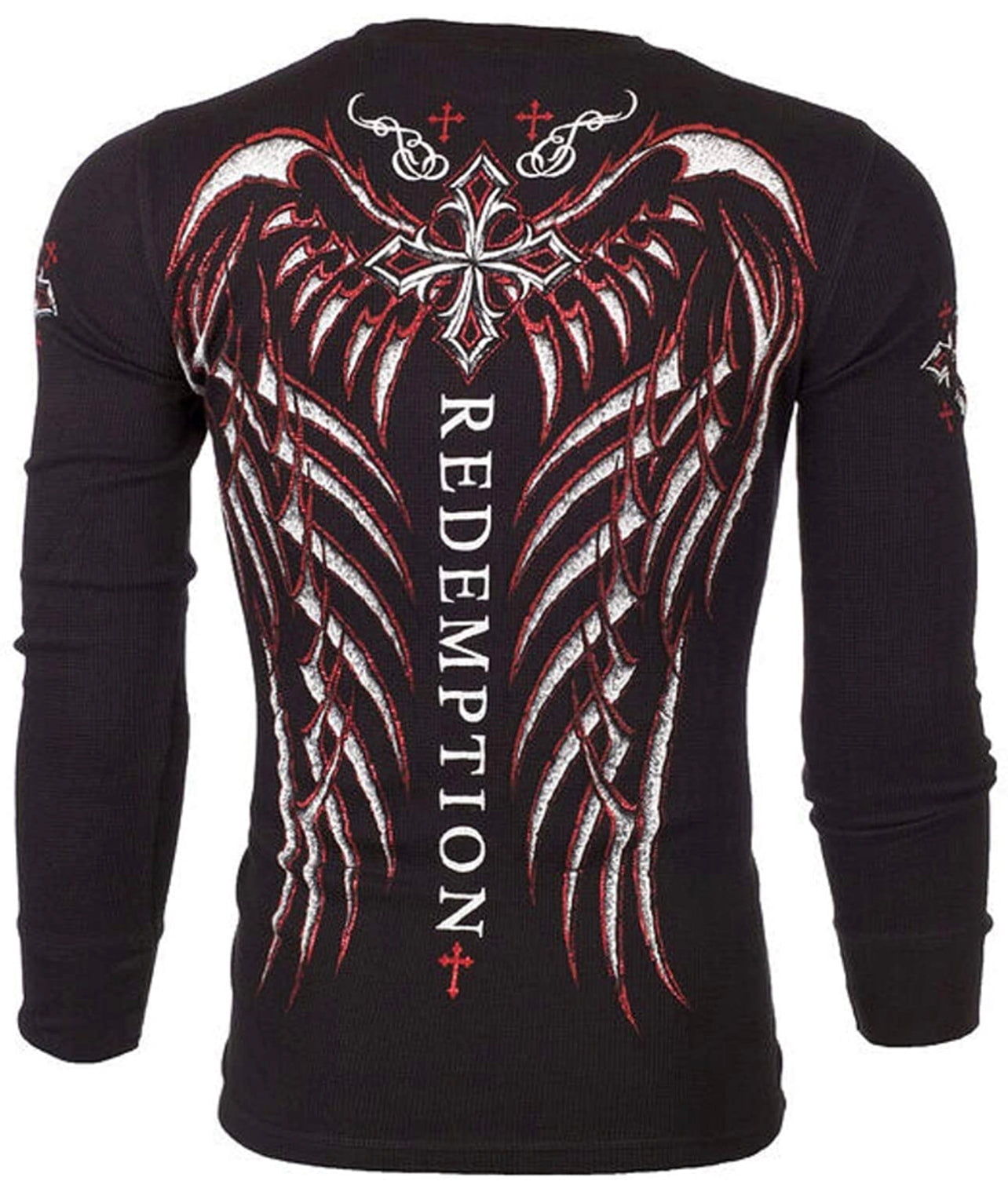 Archaic by Affliction Men's Thermal Shirt SPINE WINGS Black - Walmart ...
