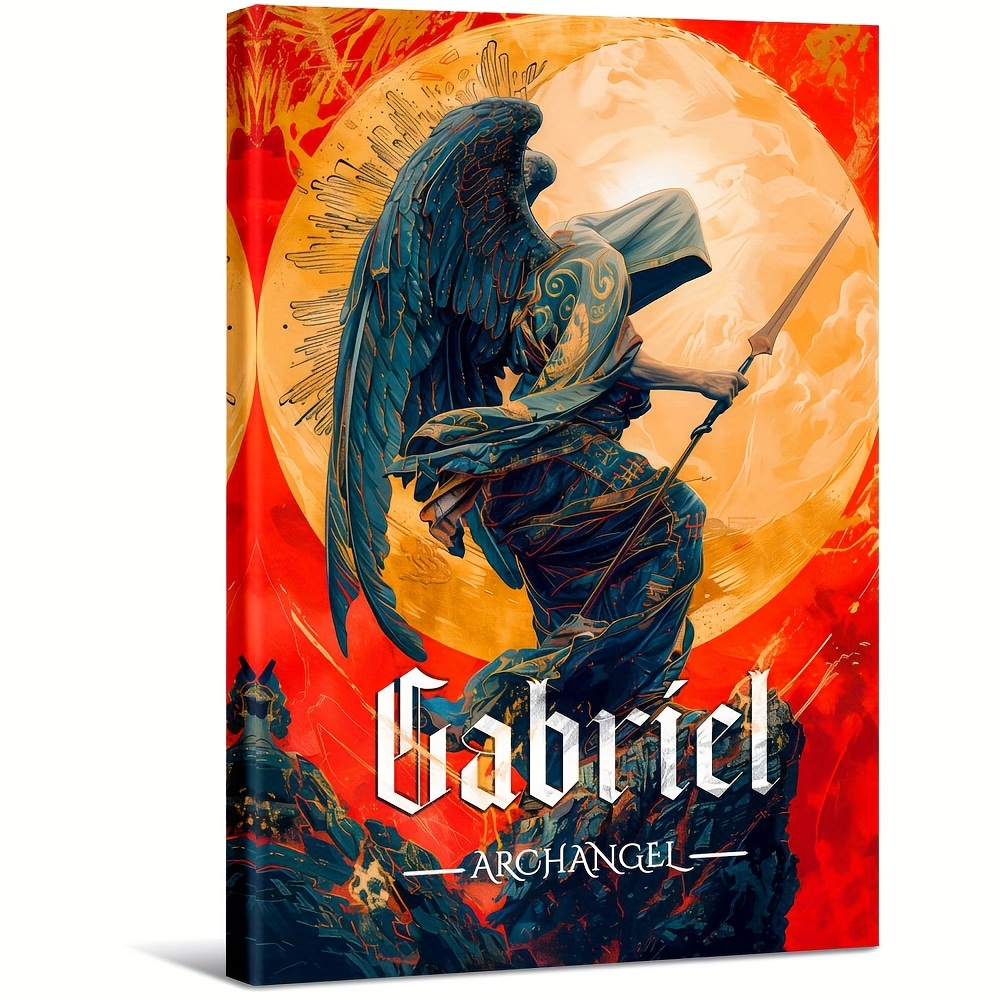 Archangel Gabriel Fantasy Art Large Wooden Framed Wall Art Home Decor ...