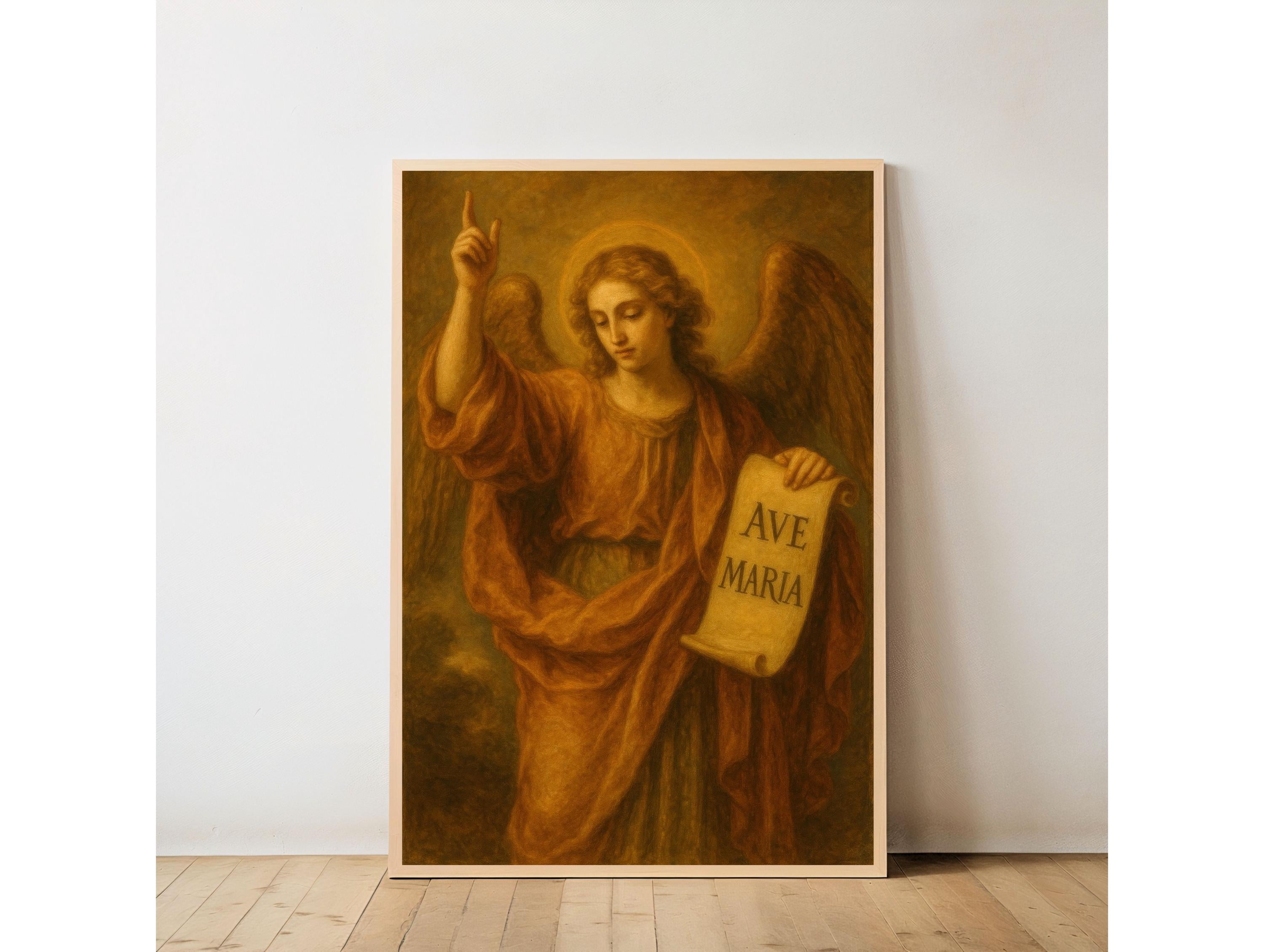 Archangel Gabriel Print: Religious Angelic Christian Wall Art Warm ...