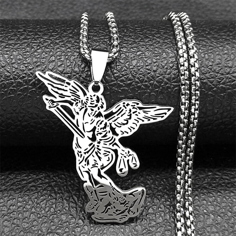 Archangel Michael Amulet 14K Yellow Gold Necklace for Women Men Gold ...