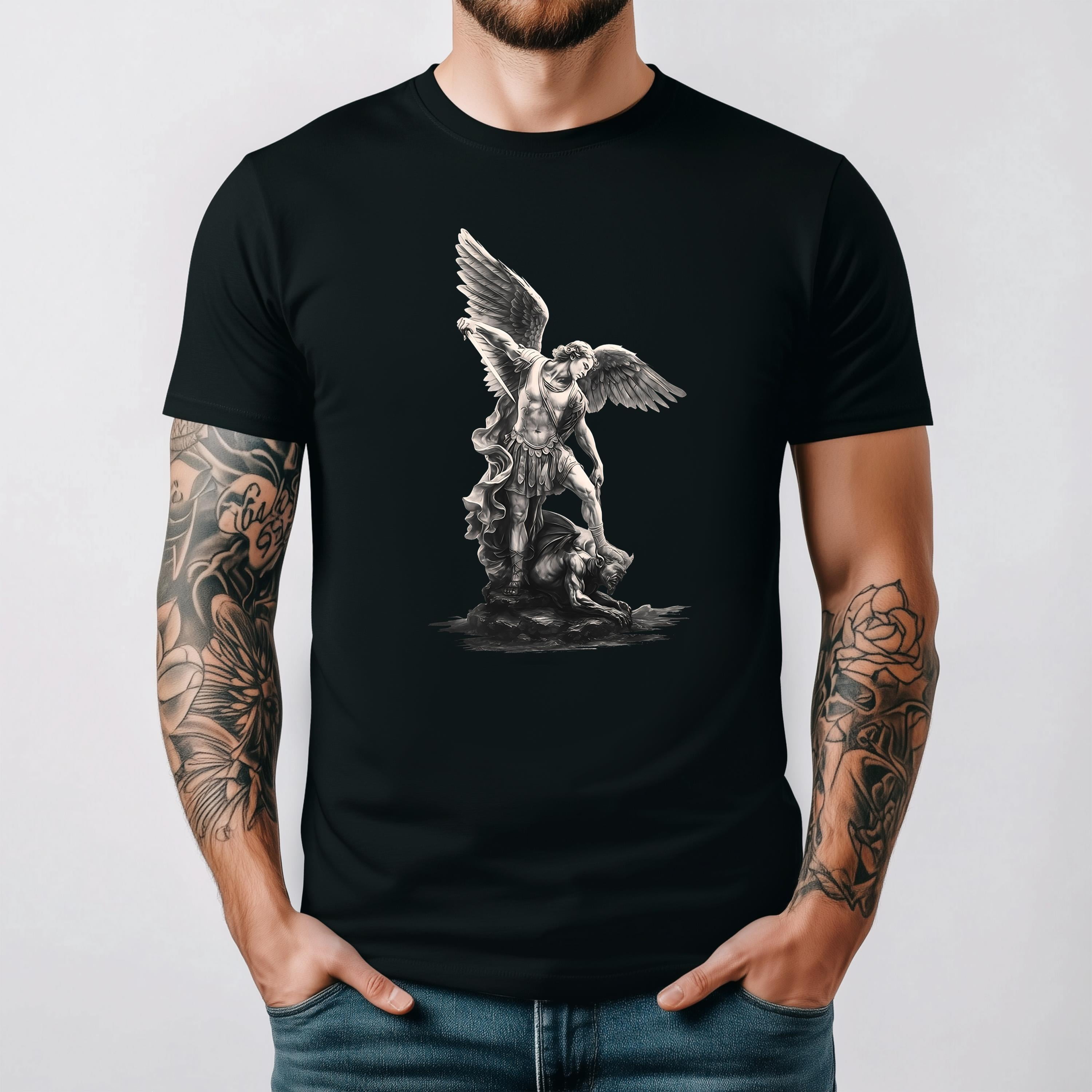 Archangel Michael Faith Streetwear Bold Spiritual Art Graphic T Shirt ...