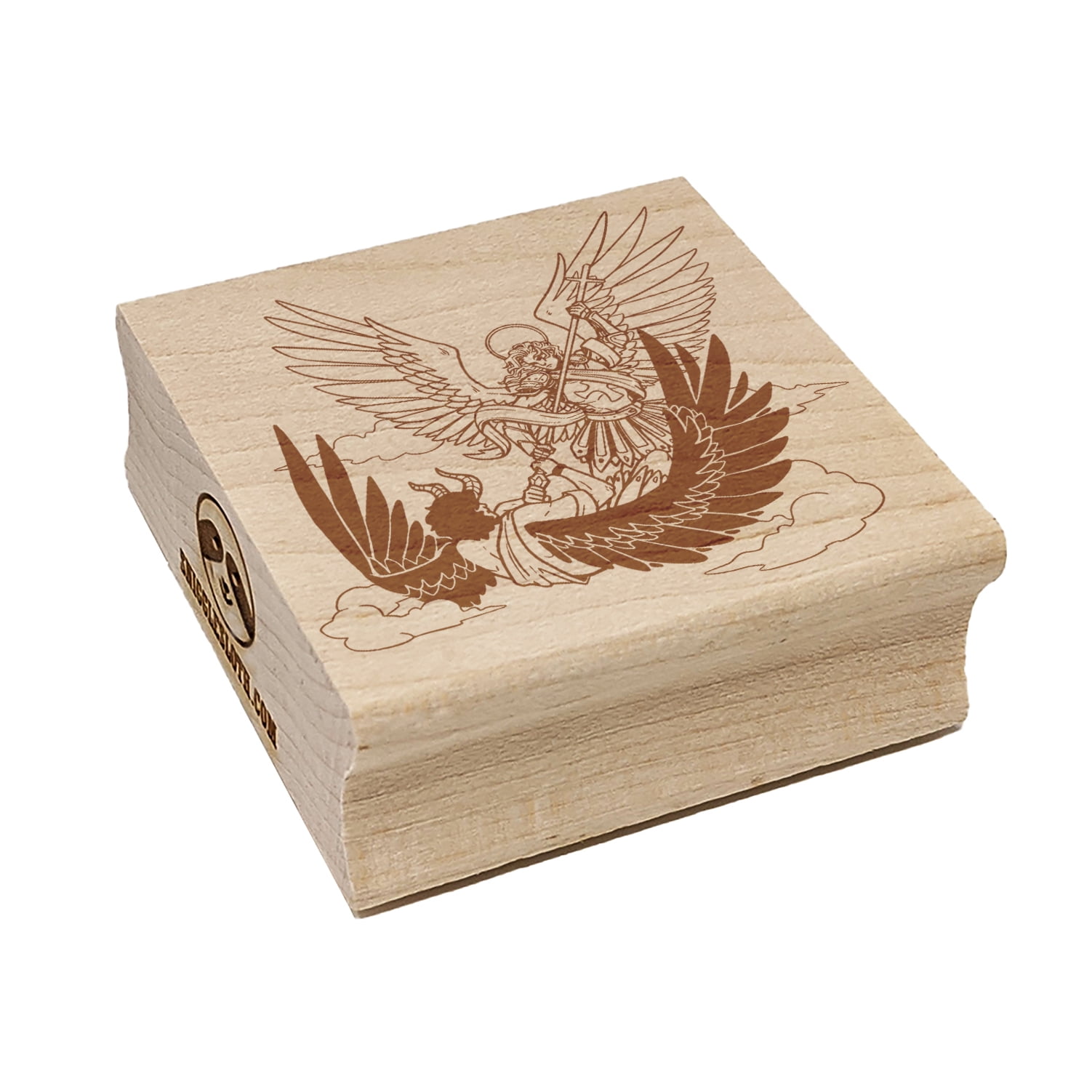 Archangel Michael Fighting Lucifer Square Rubber Stamp Stamping ...