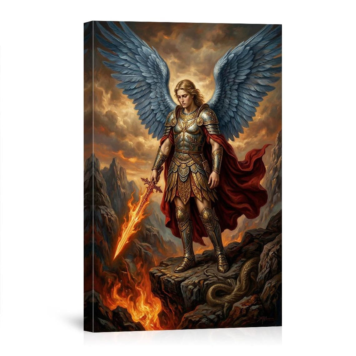 Archangel Michael Fire Sword Christian Warrior Angel For Bedroom Living ...