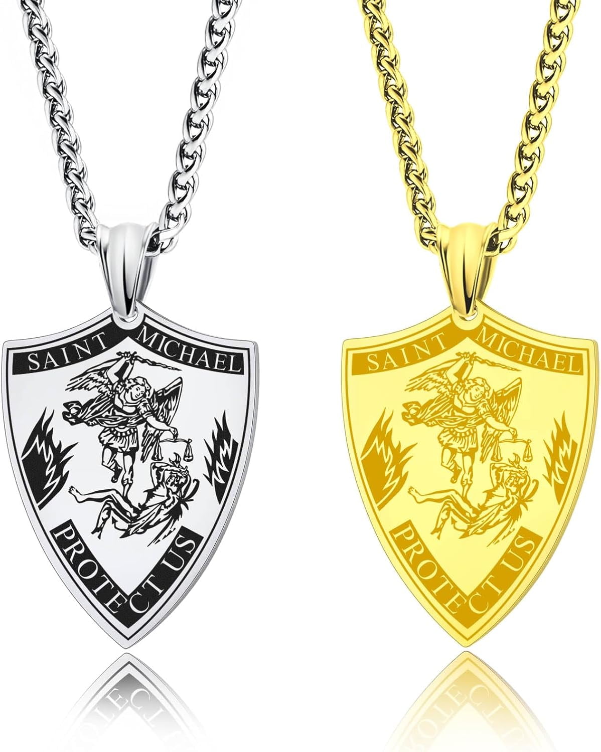 Archangel Michael Necklace for Men, Stainless Steel St. Michael Pendant ...