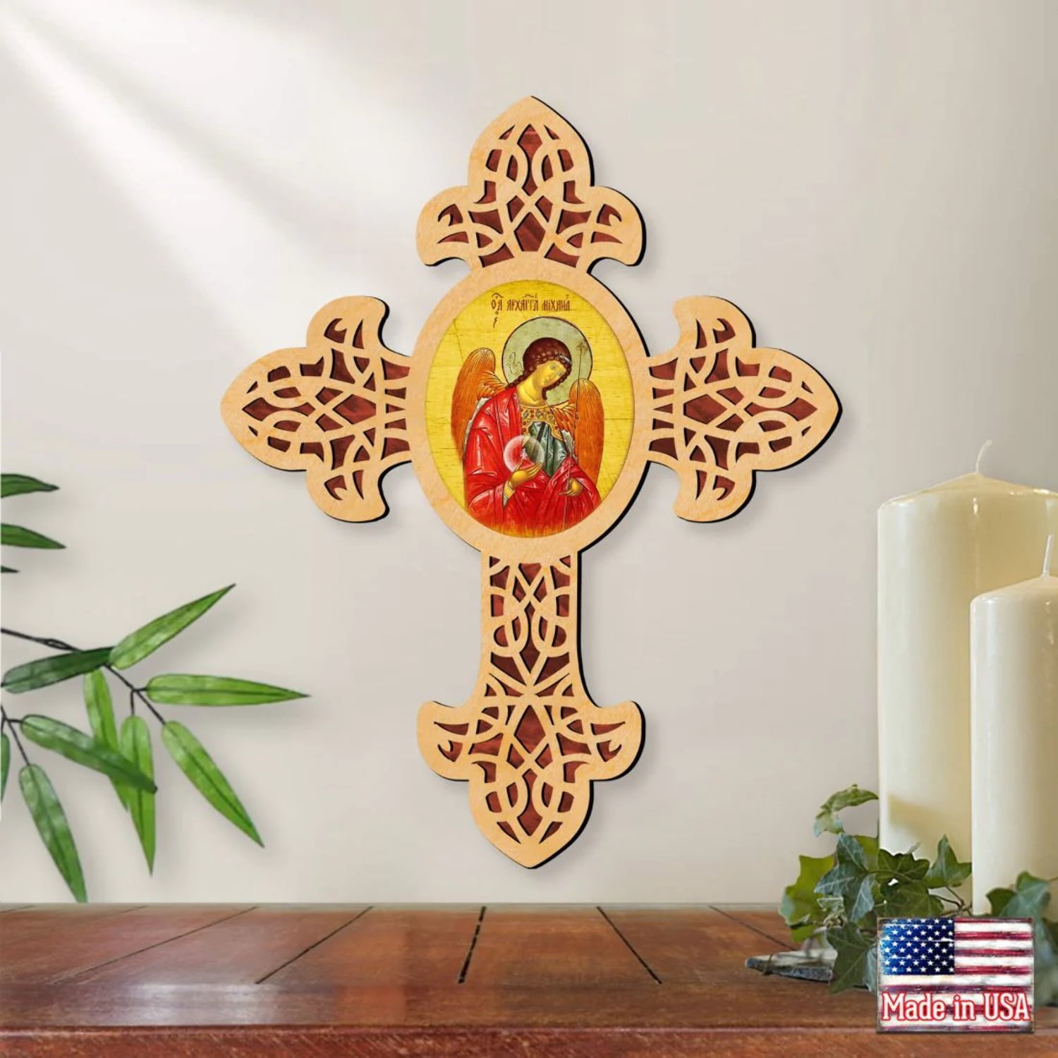 Archangel Michael Pointy Wooden Cross by Museum Icons | Inspirational ...