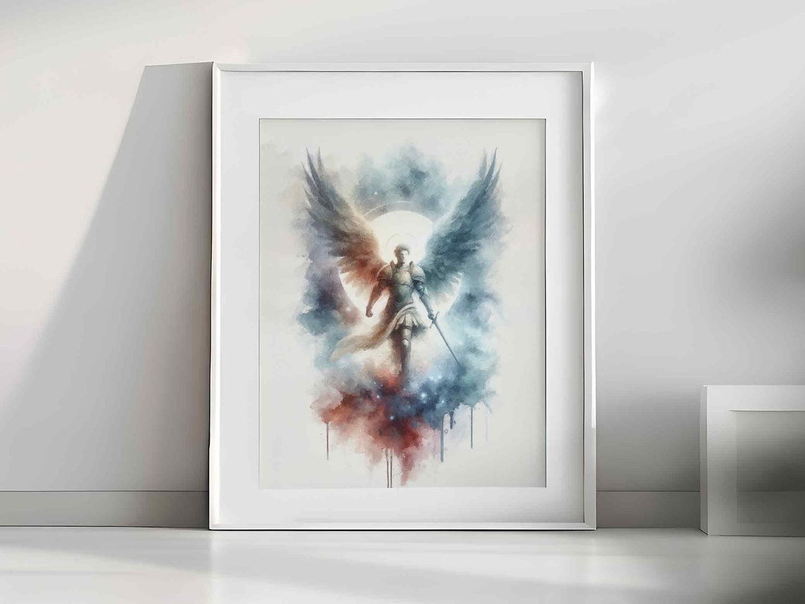 Archangel Michael Poster Celestial Defender Christian Wall Art ...