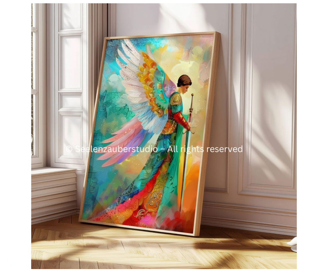 Archangel Michael Poster Guardian Angel Spiritual Wall Art UNFRAMED ...