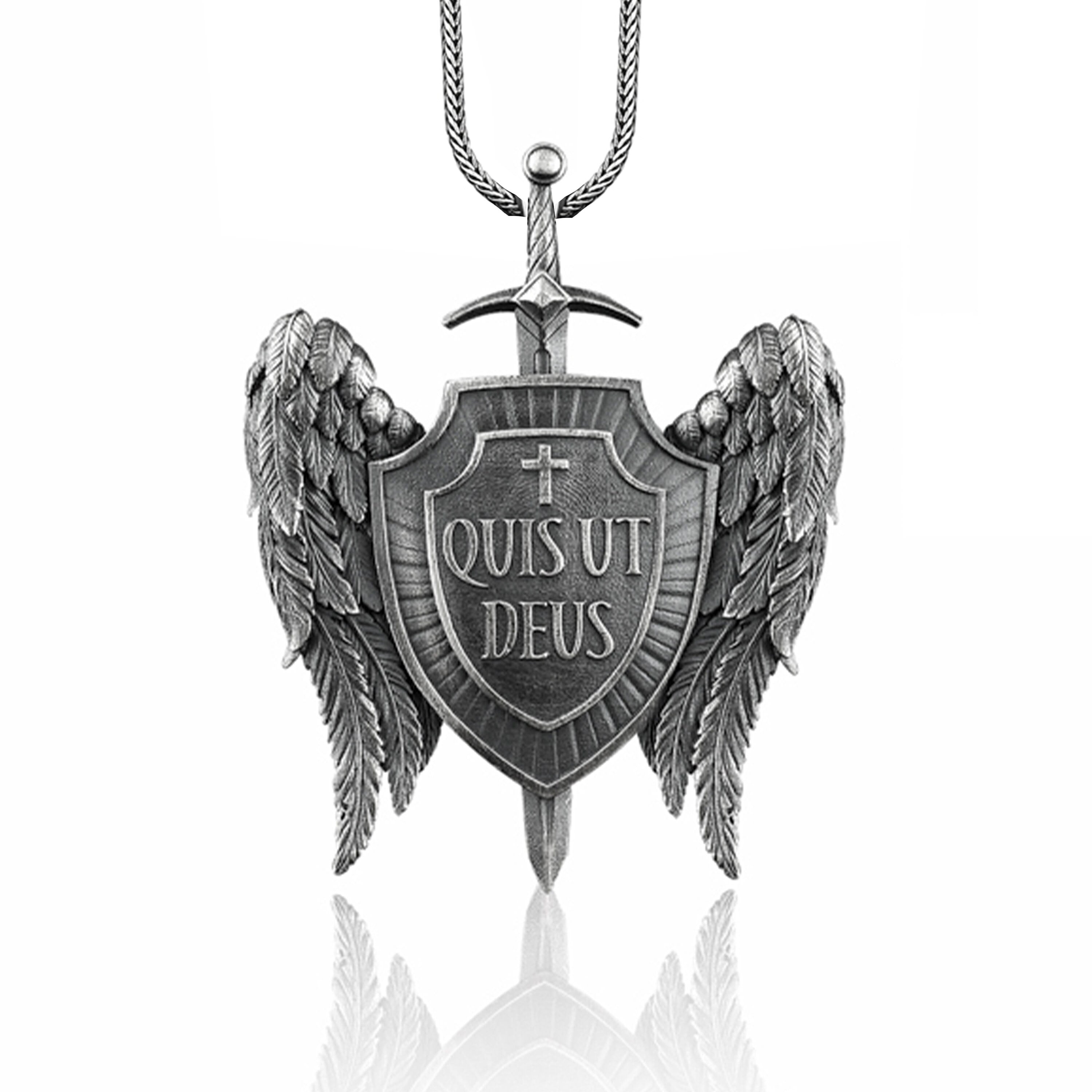 Archangel Michael Shield Men Necklace, Silver Archangel Pendant ...