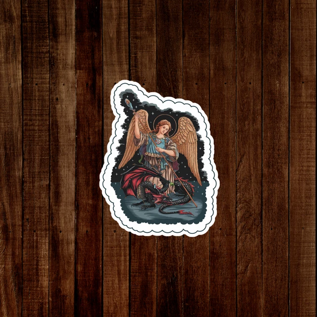 Archangel Michael Sticker - Vibrant Illustration, Orthodox Icon Style ...