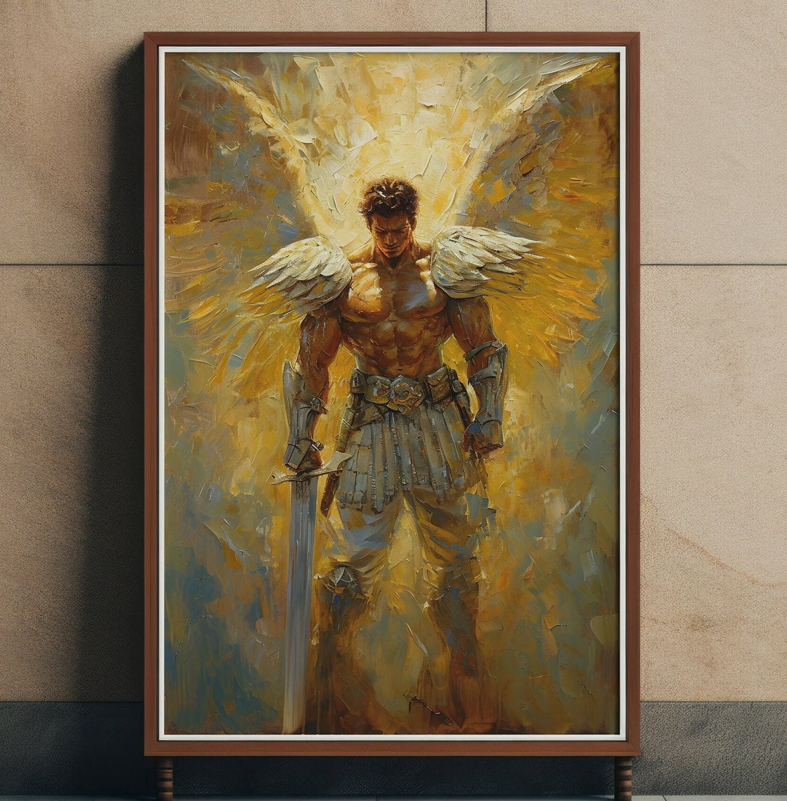 Archangel Michaels Valor With Sword Angelic Armor Vintage Warrior ...