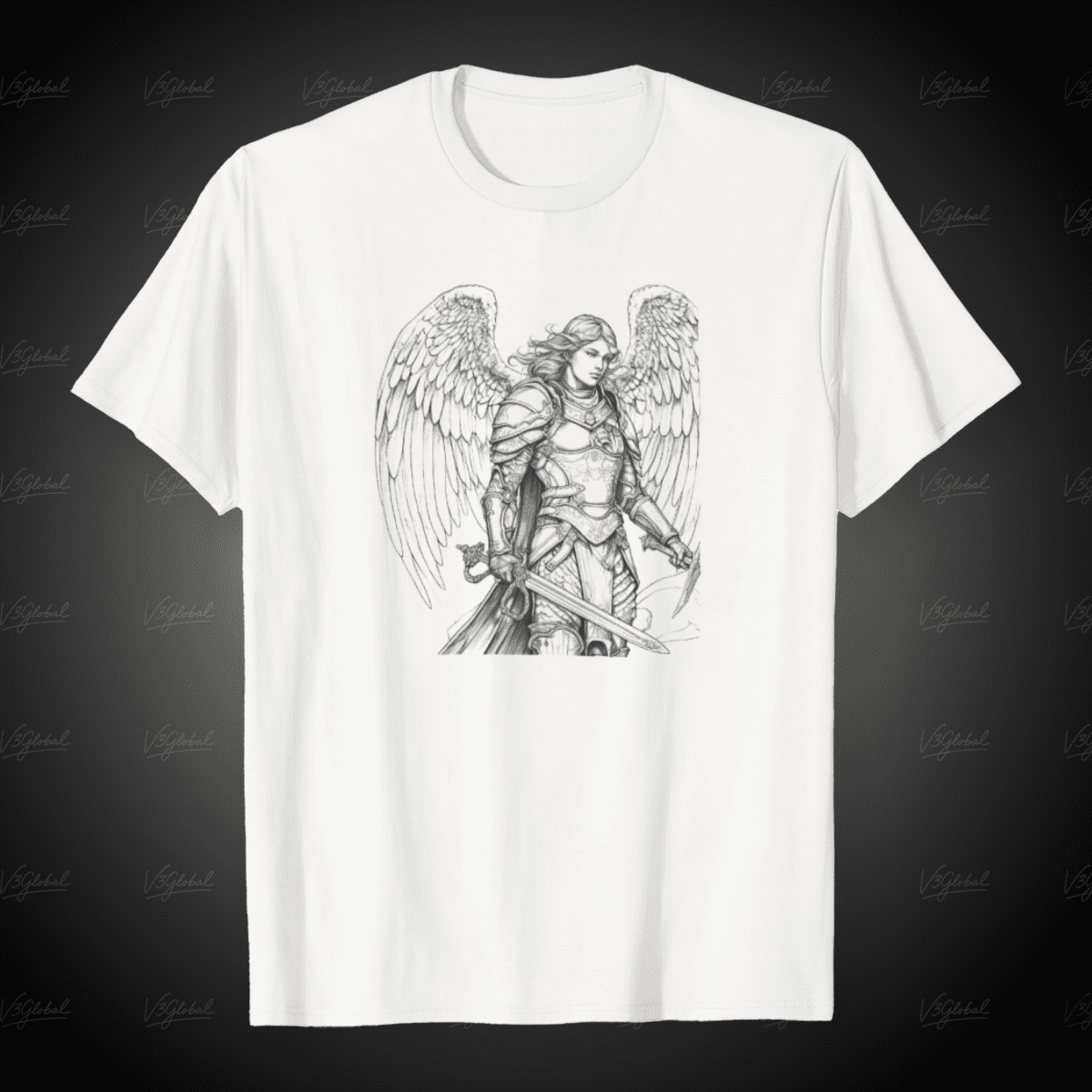 Archangel Mikael with Sword Armor & Wings Angelic Unisex T-Shirt, for ...