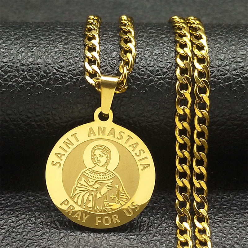 Archangel Saint Barbara Pray for Us Necklace for Women Men 14K Yellow ...
