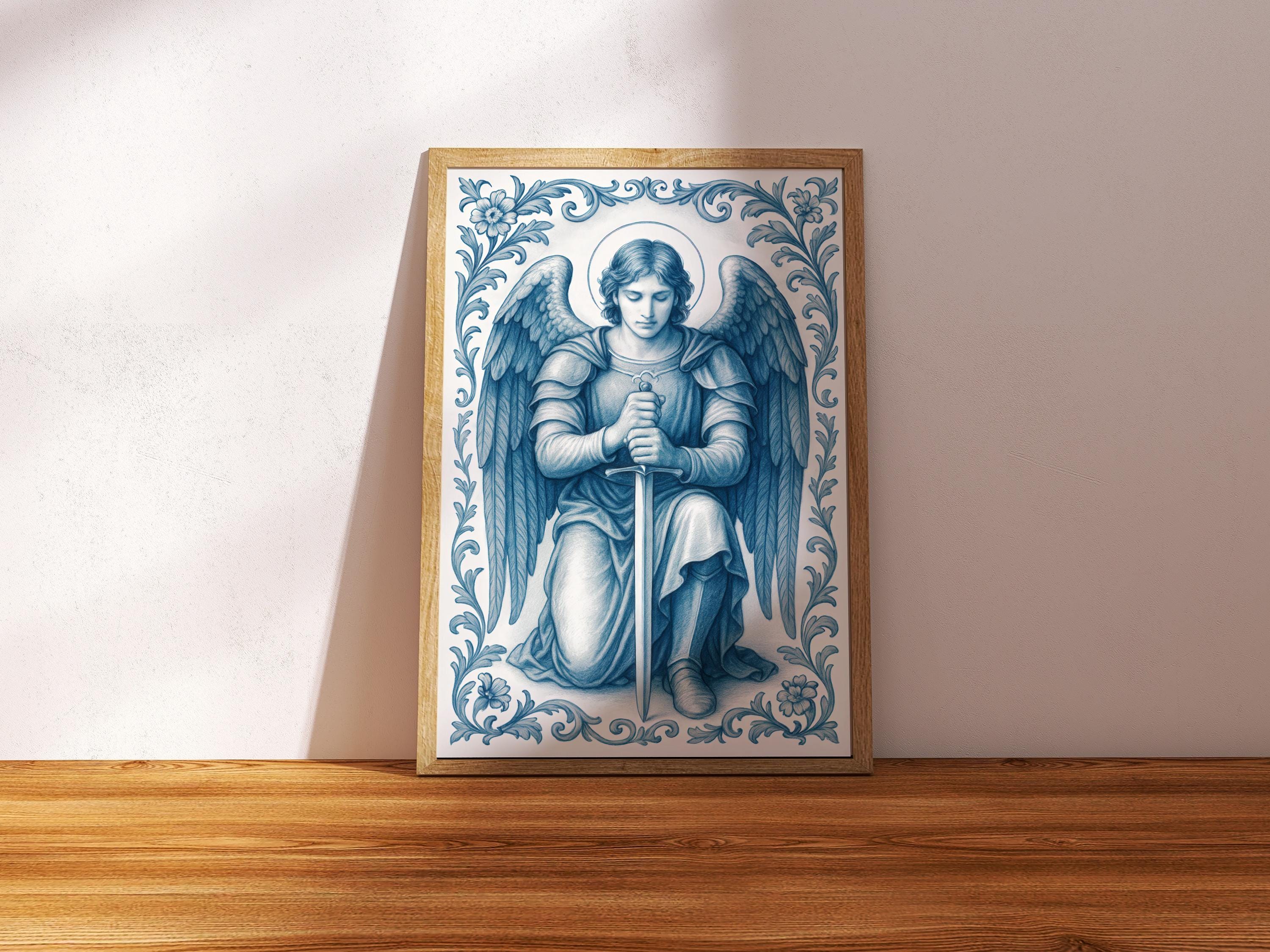 Archangel Saint Michael Poster: Religious Chinoiserie Style Christian ...