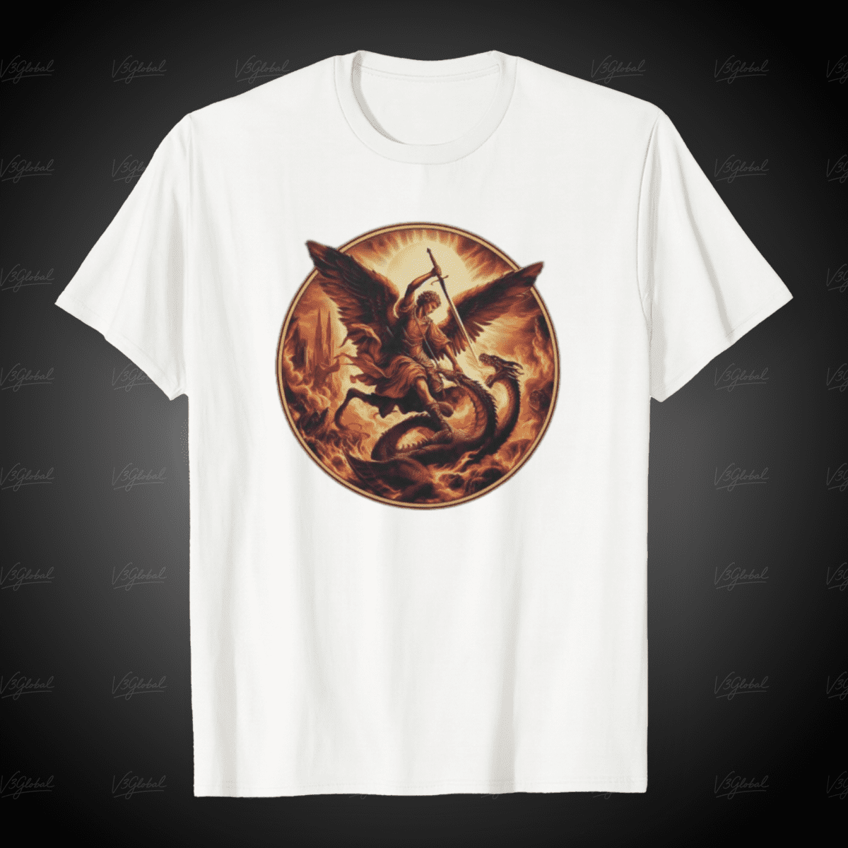 Archangel Saint Michael Slaying The Dragon Battle Unisex T-Shirt, for ...