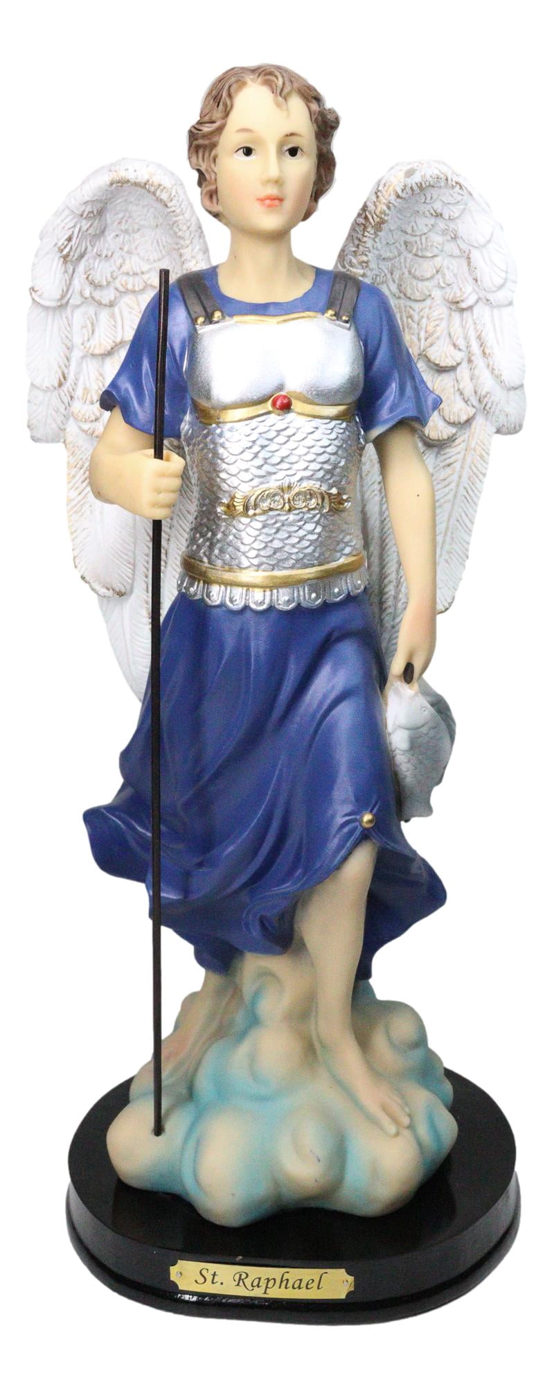 Archangel Saint Raphael Holding Staff And Fish Statue With Name Base 12 ...