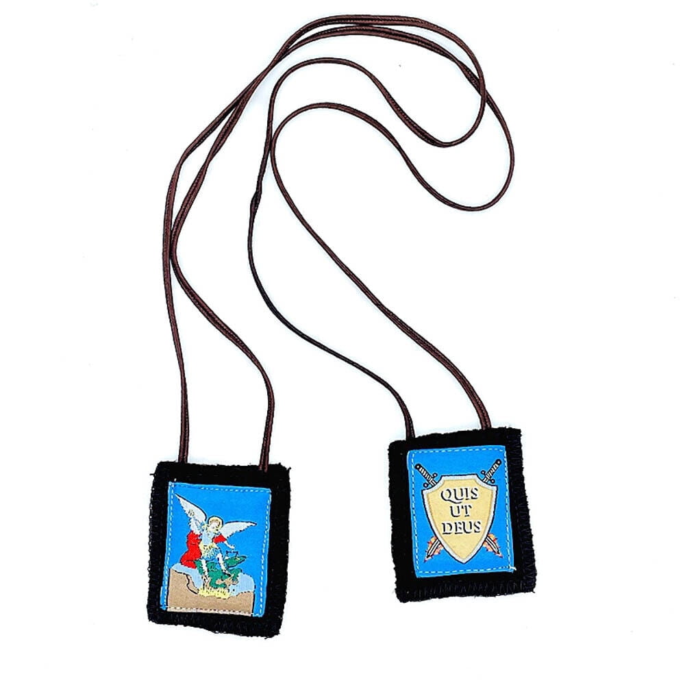 Archangel Saint St Michael Brown Devotional Scapular - Quis Ut Deus ...