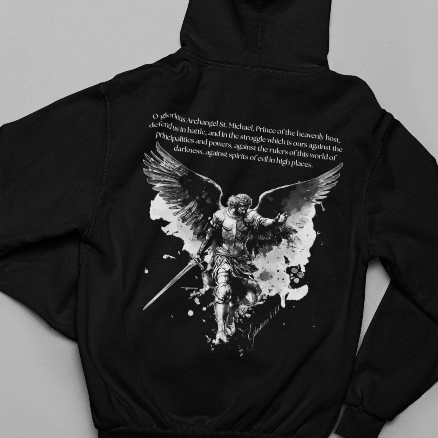 Archangel St. Michael Hoodie, St. Mikes Religious Christian Art Hoodie ...