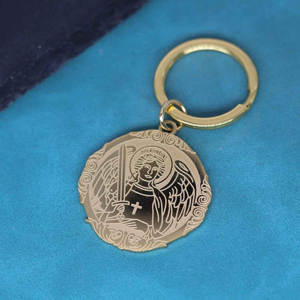 Archangel St Michael Pendant Keyring Gift Men Knight Shield Keychain ...