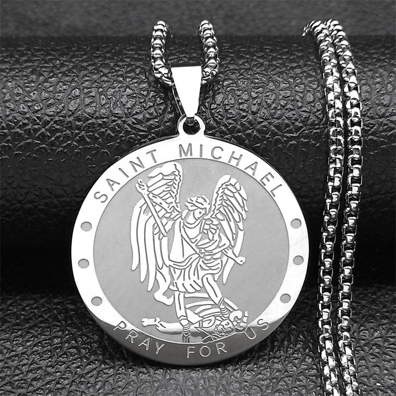 Archangel St.Michael Pray for Us Medal Necklace for Women Men 14K ...
