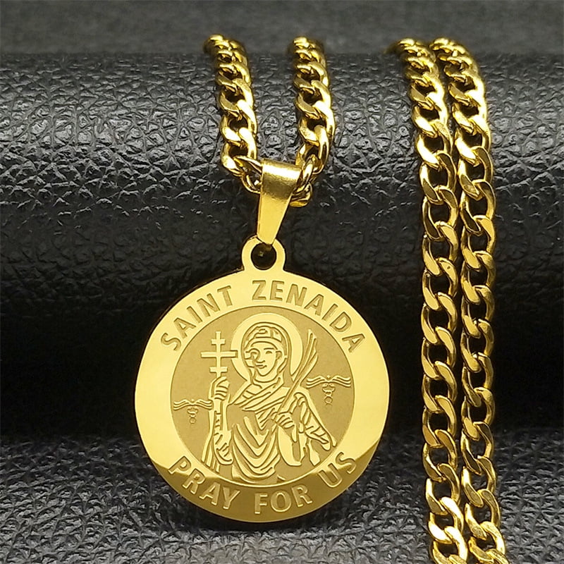 Archangel St.Michael Protect Us Necklace for Women Men 14K Yellow Gold ...