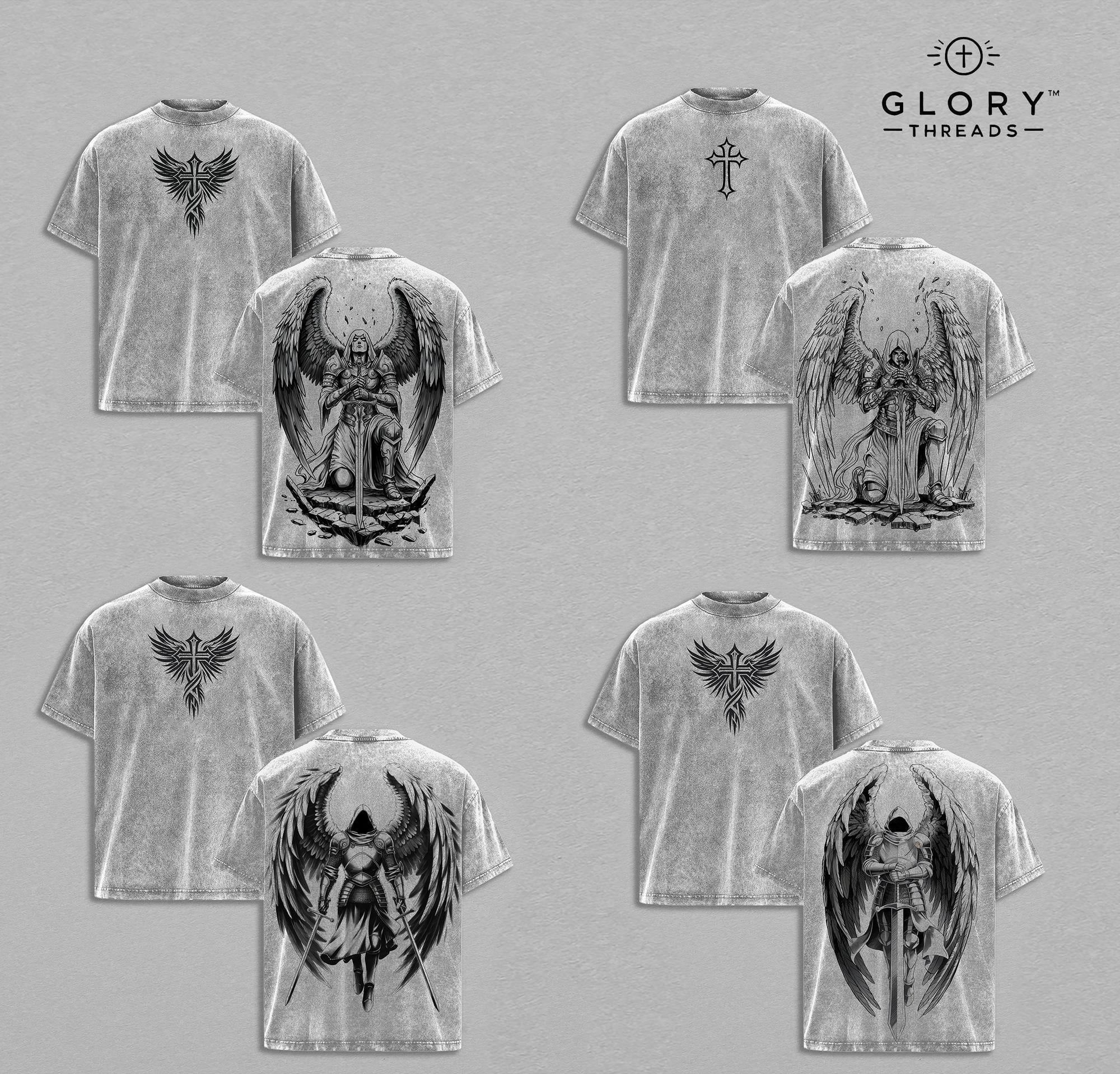 Archangel Warrior Angel Washed T-Shirt, Christian Faith Graphic Tee ...