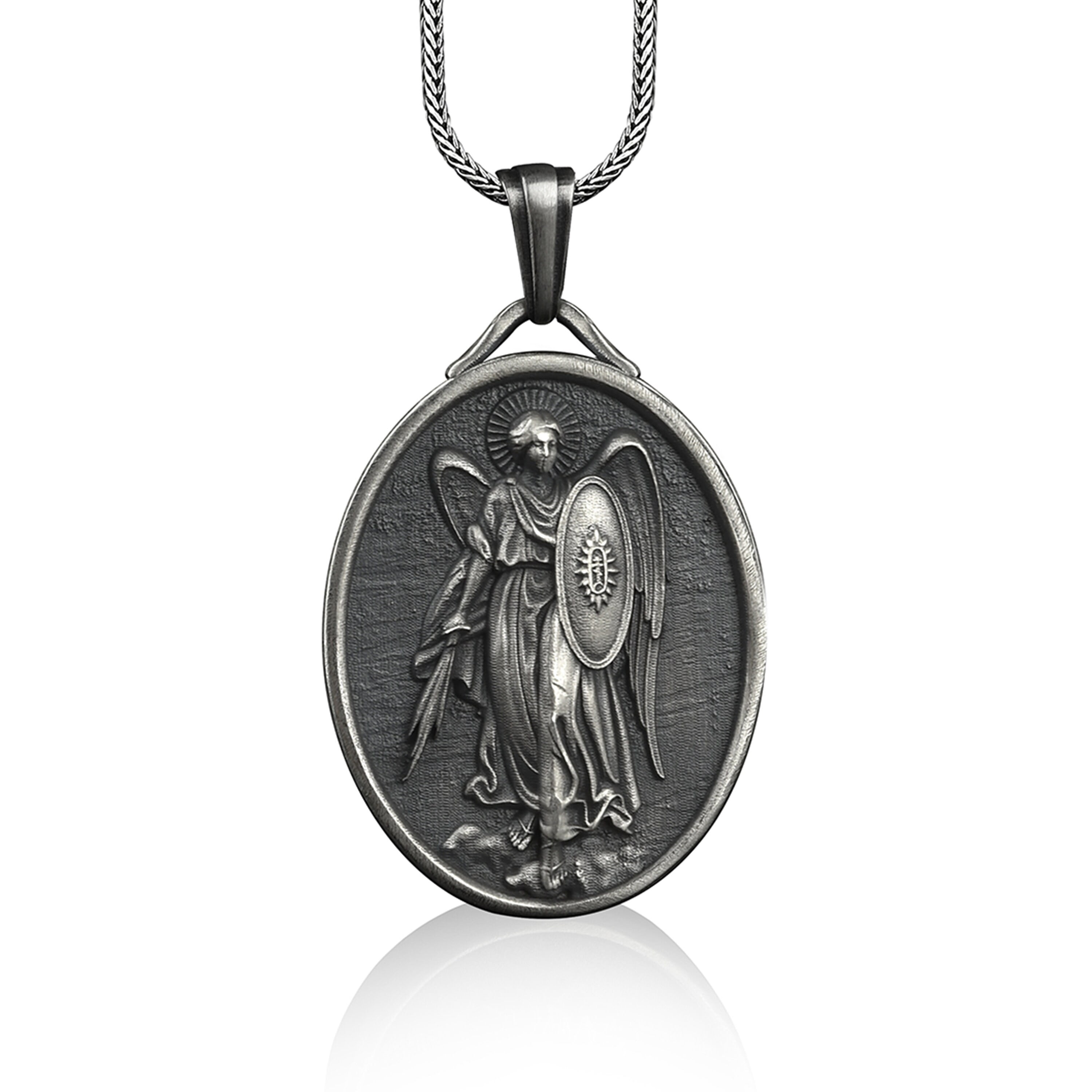 Archangel st michael christian necklace in silver, Personalized ...