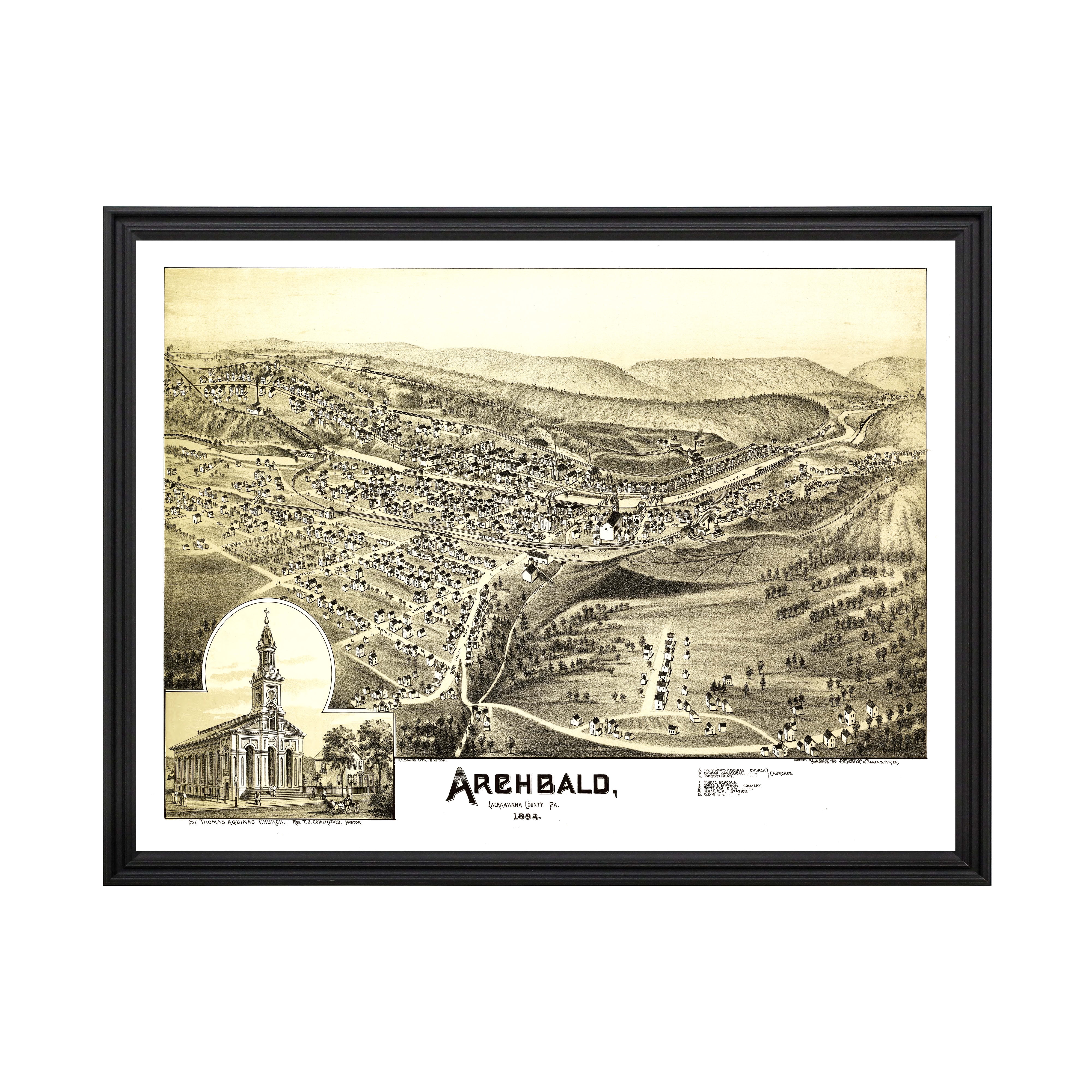 Archbald Art, 1892 Vintage Map of Archbald Pennsylvania, PA History ...