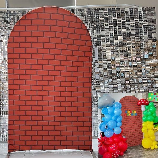 Arched Backdrop 3x6.5ft Brick Wall Arch Wall Covers Stretchy ...