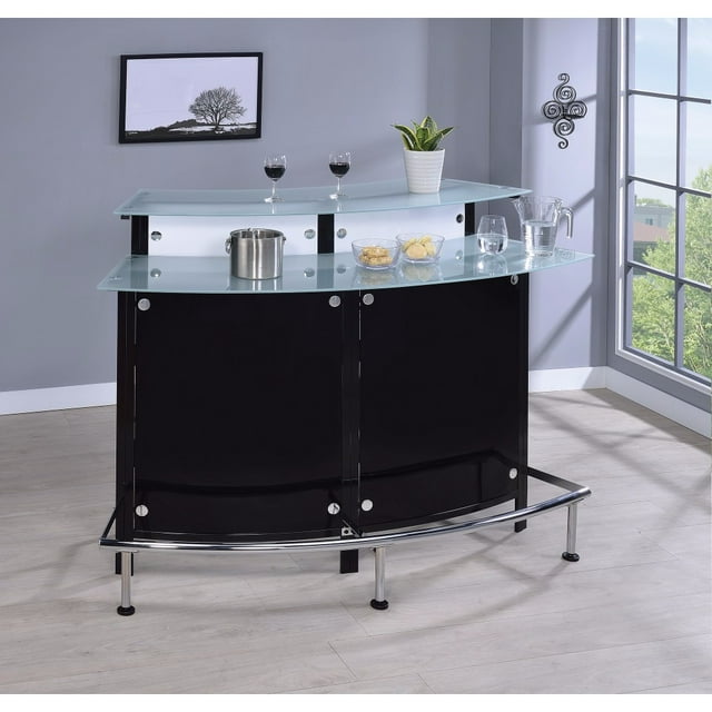 Arched Bar Unit with Frosted Glass Counter Tops, Black - Walmart.com