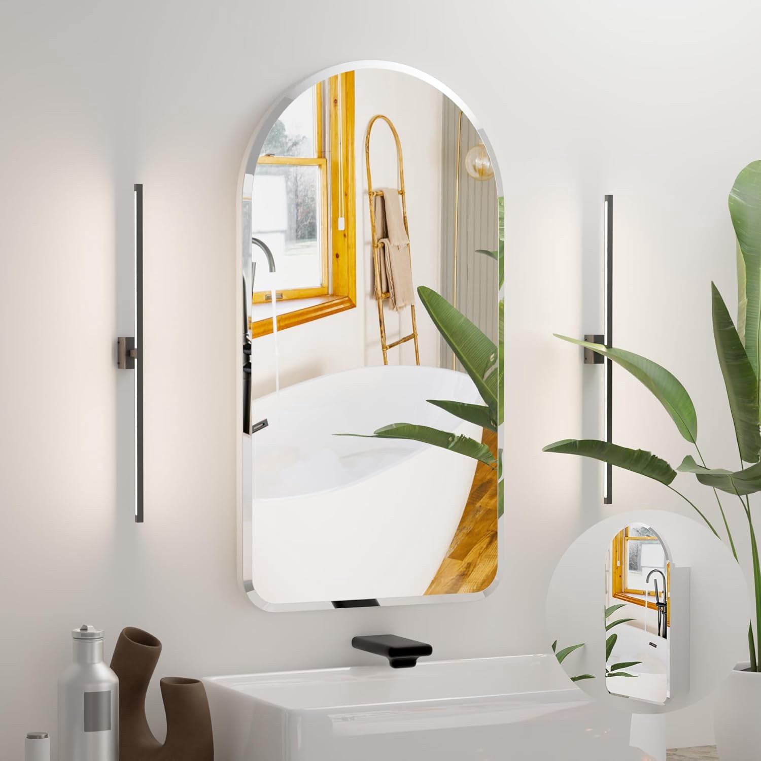 Arched Bathroom Medicine Cabinet with Mirror, No Assembly Needed ...