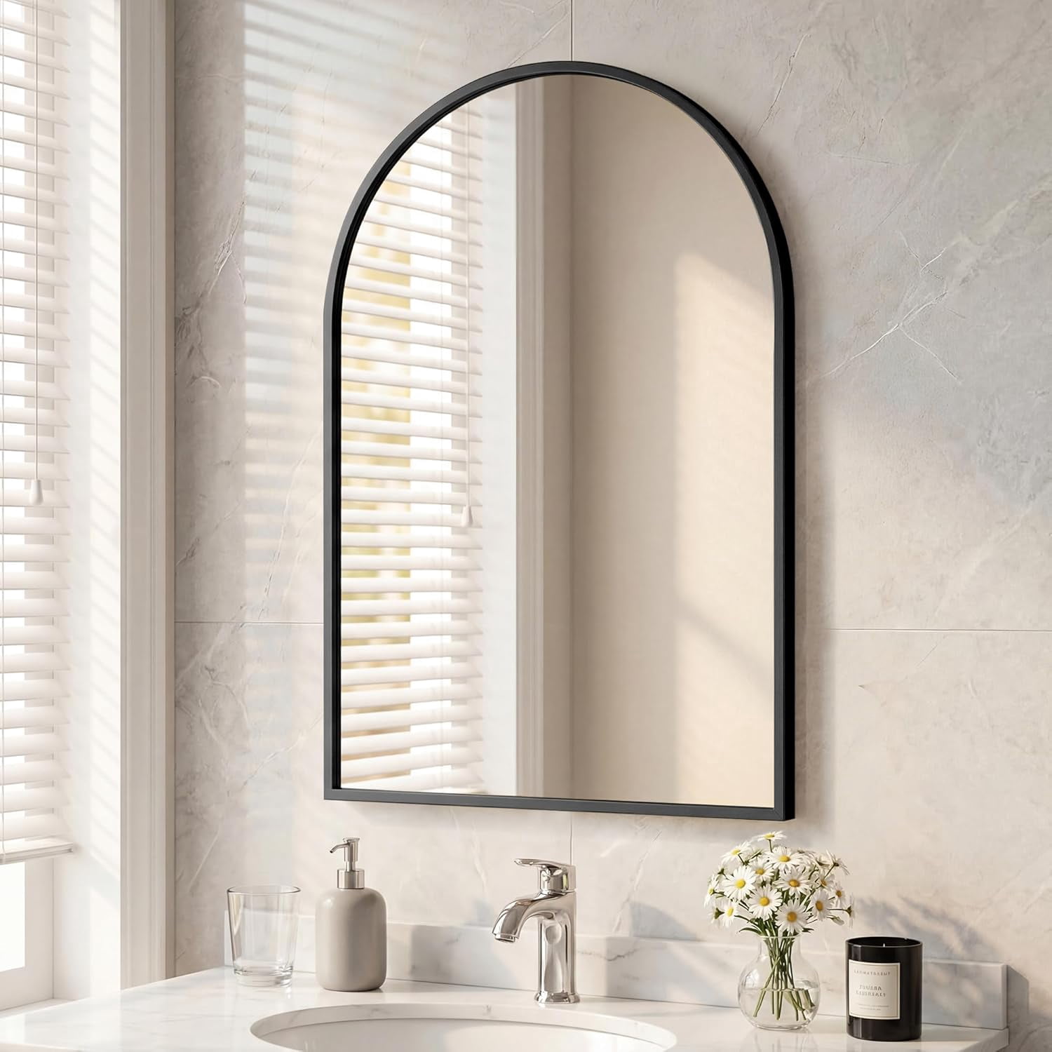 Arched Black Bathroom Mirrors for Wall, 20x30-Inch Bathroom Mirror for ...
