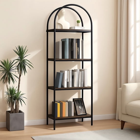 Arched Bookshelf 4 Tier,Arched Display Racks ,Tall Standing Bookshelves ...