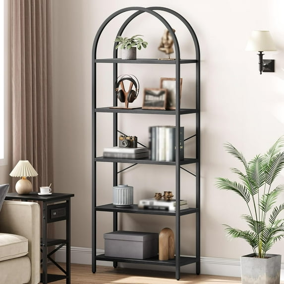 Arched Bookshelf, 5-Tier Open Bookshelf, Modern Bookcase Storage ...