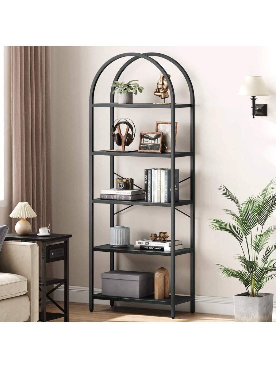 Arched Bookshelf, 5-Tier Open Bookshelf, Modern Storage Bookcase With ...