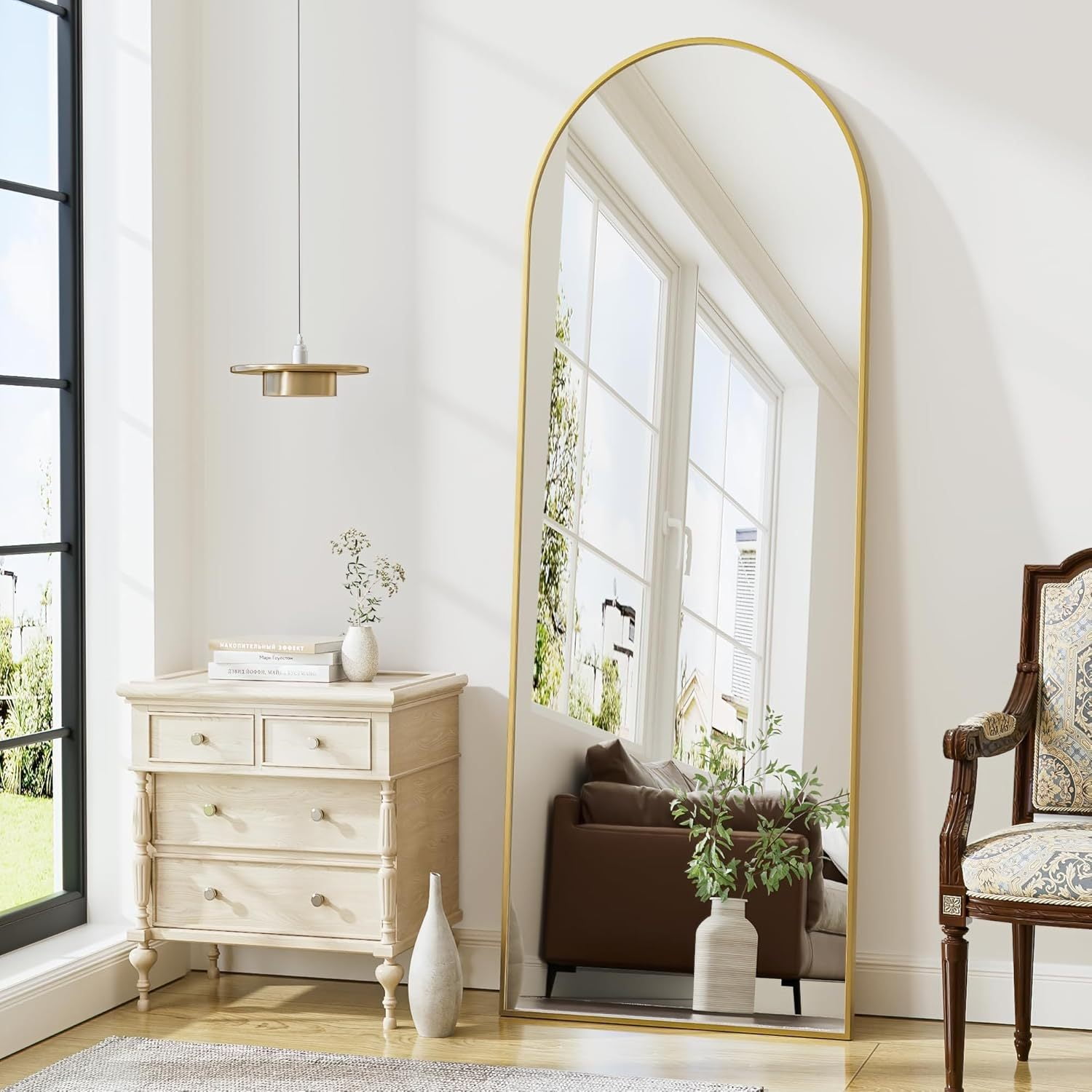Arched Floor Mirror, 56"x20" Full Length Mirror, Standing Mirror ...