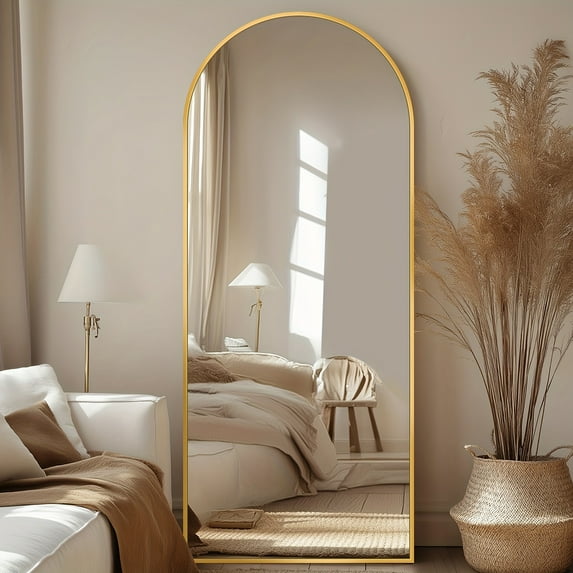 Arched Floor Mirror 58x19 In, Full Length Freestanding, Full Body ...