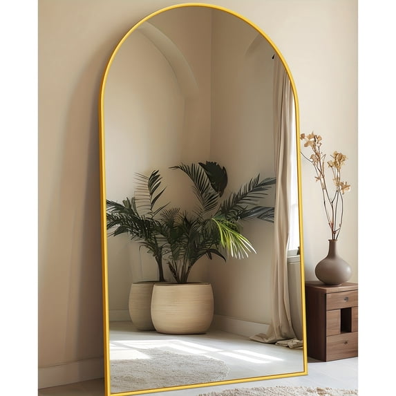 Arched Full-Length 71" x 28" Mirror Wall Decor, Freestanding Floor ...