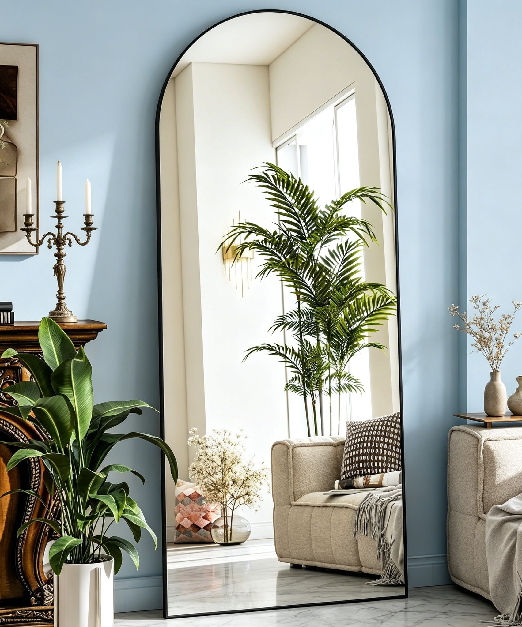 Arched Full Length Mirror 21"x64", Full Body Mirror with Stand for ...