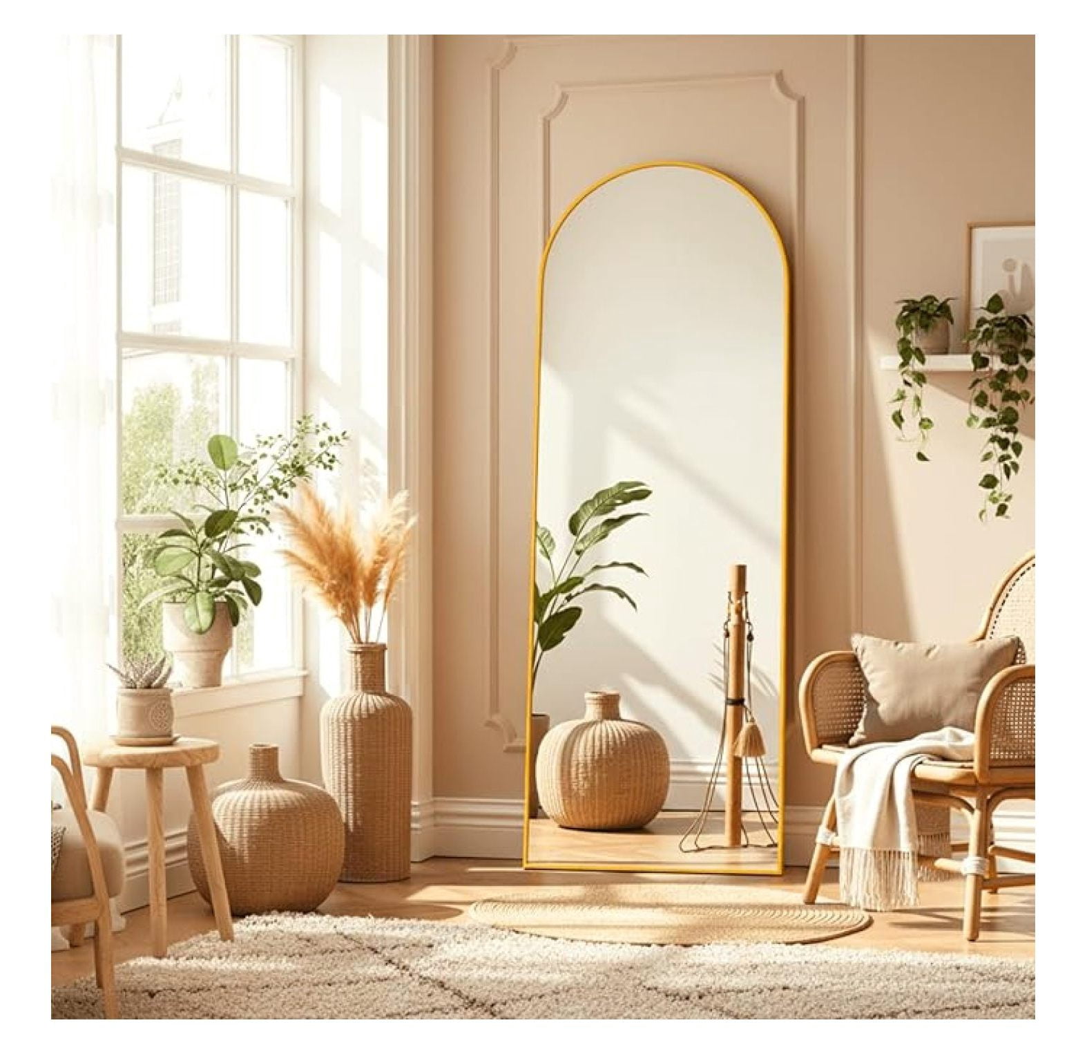 Arched Full Length Mirror, 64"×21" Large Mirror, Floor Length Mirrors ...