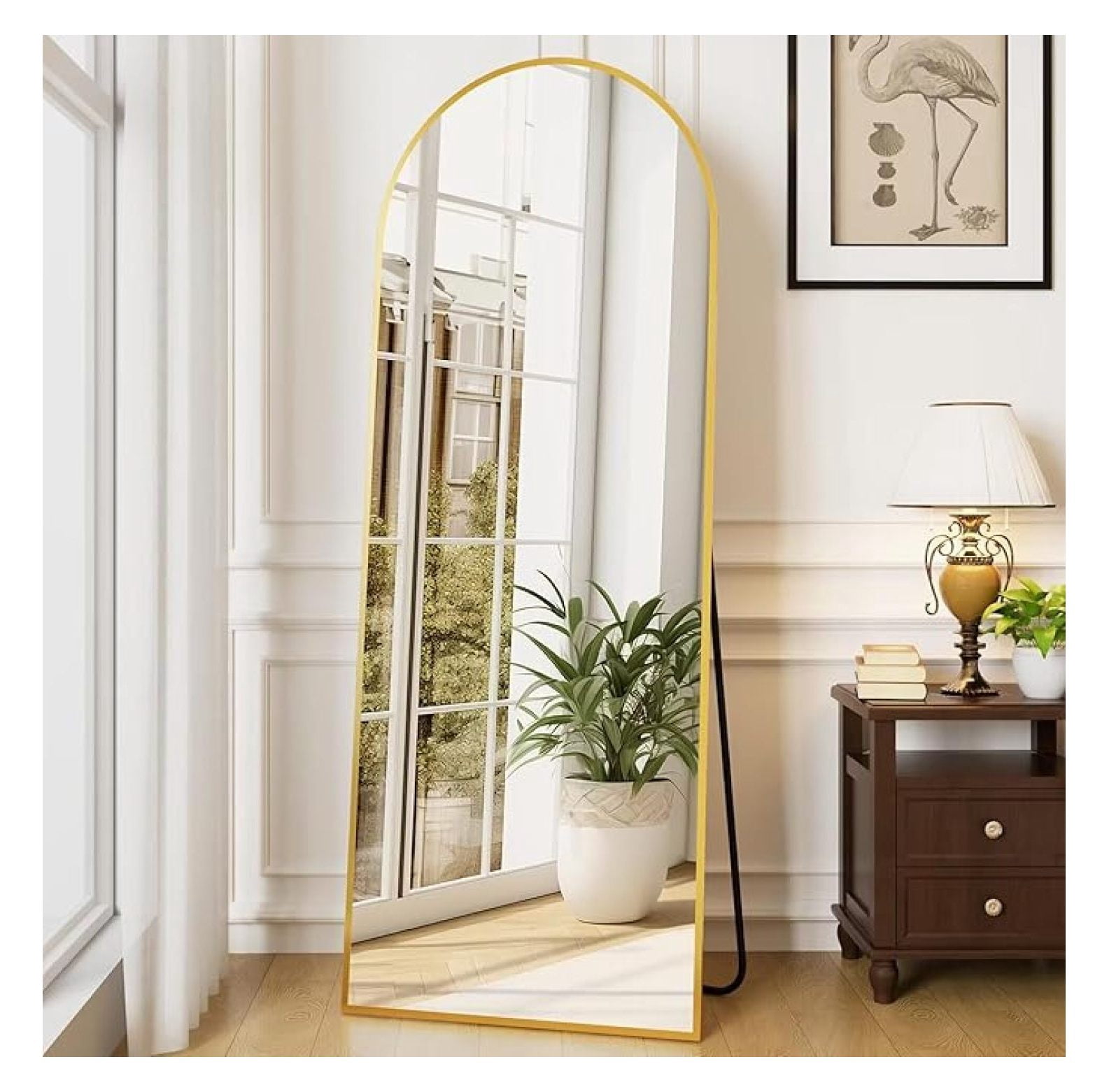 Arched Full Length Mirror, 64 "x 21" Floor Length Mirror with Stand ...