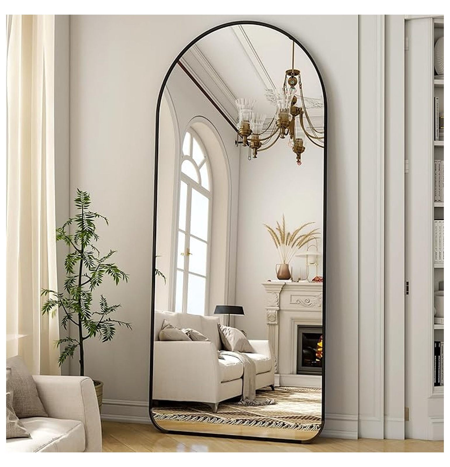 Arched Full Length Mirror 64"x 21" Floor Standing Body Mirror with ...
