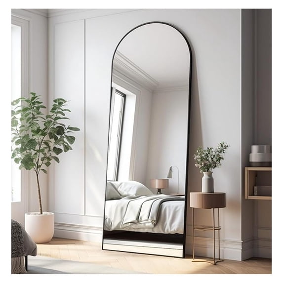 Arched Full Length Mirror, 64" x 21" Free Standing Floor Mirror, Modern ...