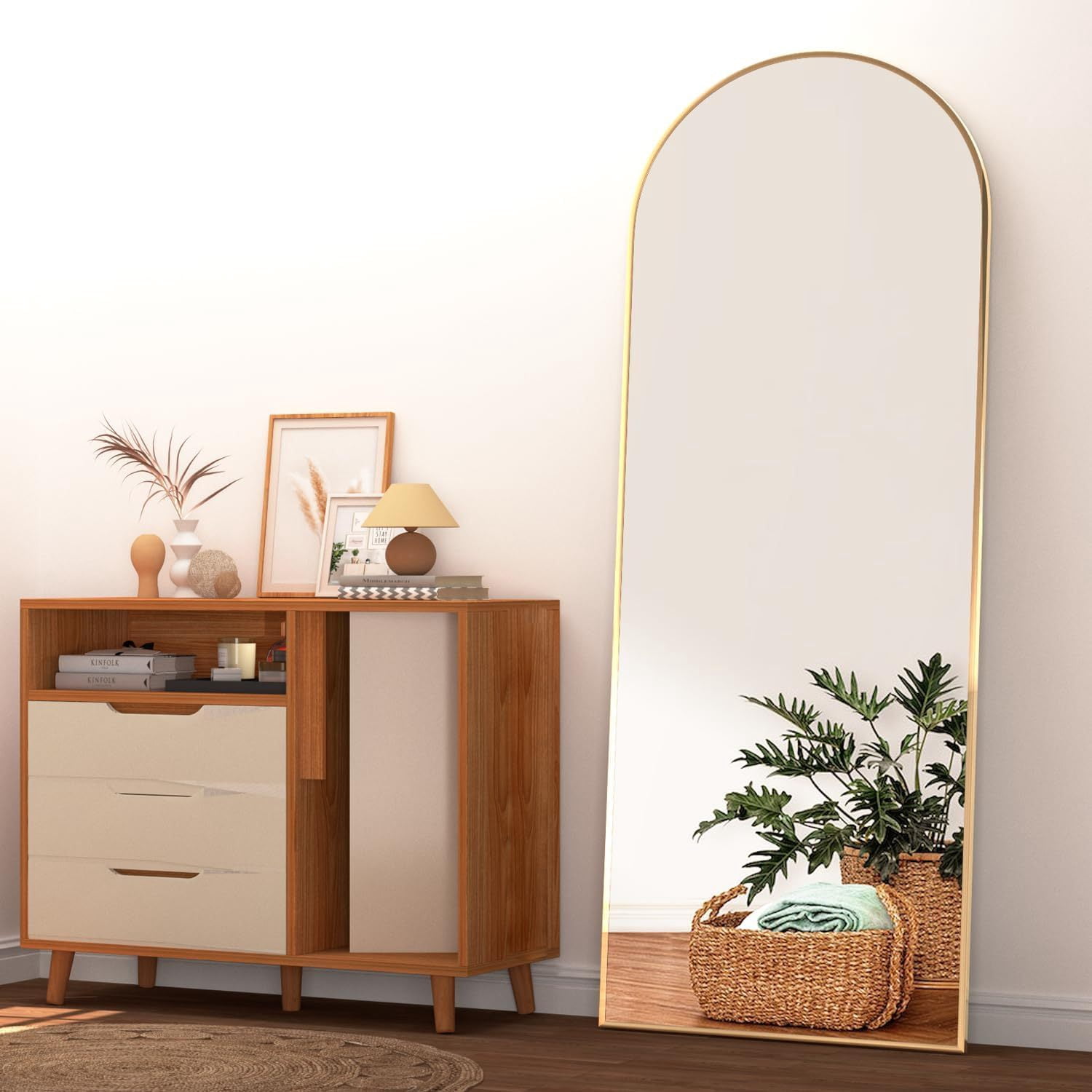 Arched Full Length Mirror 64"x21" Arch Floor Mirror with Stand Large ...