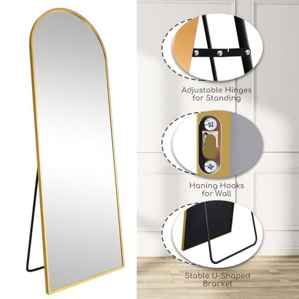 Arched Full Length Mirror, 64''x21'' Free Standing Floor Mirror, Modern ...
