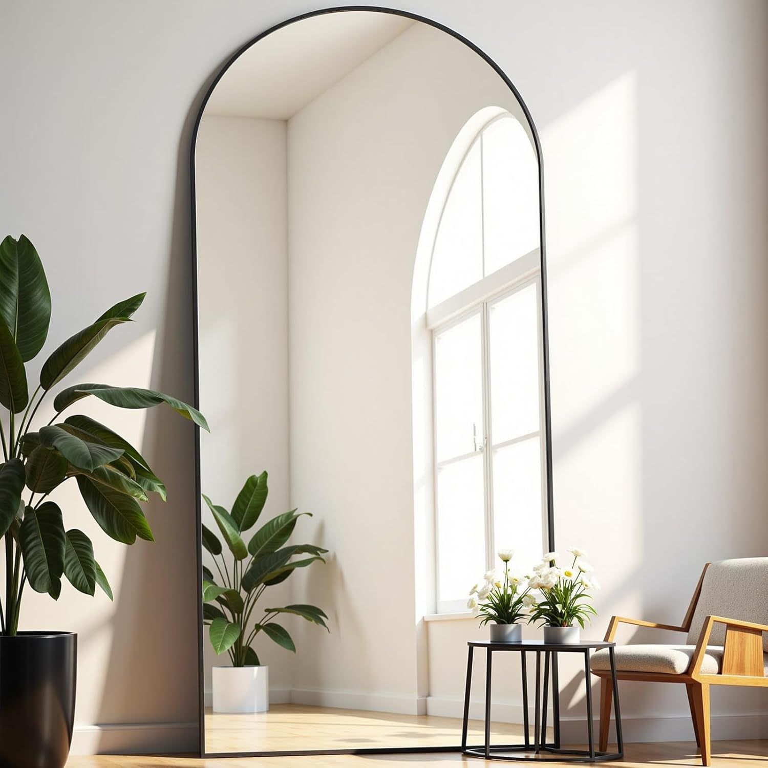 Arched Full Length Mirror, 71"x26" Large Floor Standing Body Mirror ...