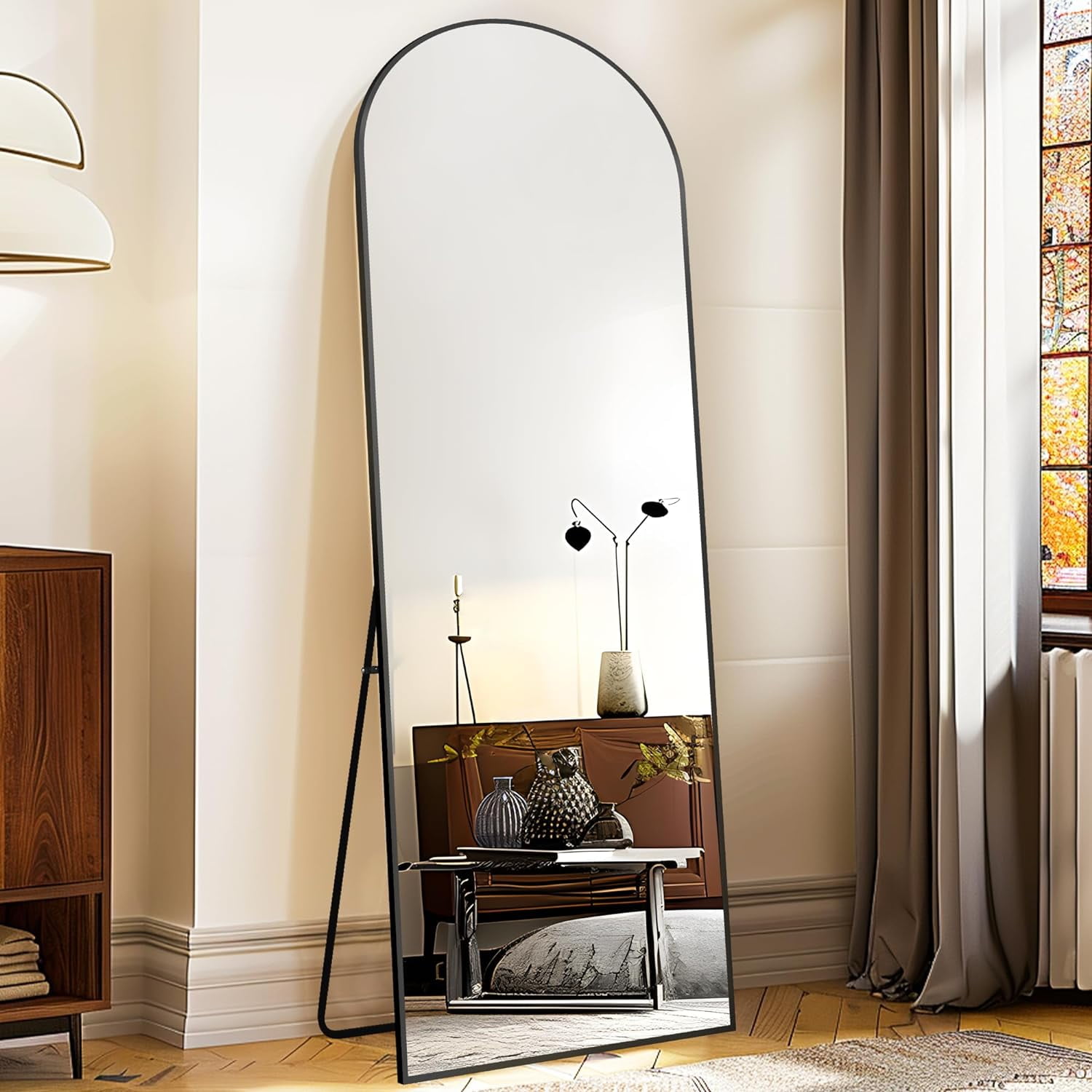 Arched Full Length Mirror with Stand, 57"x20" Free-Standing Leaning ...