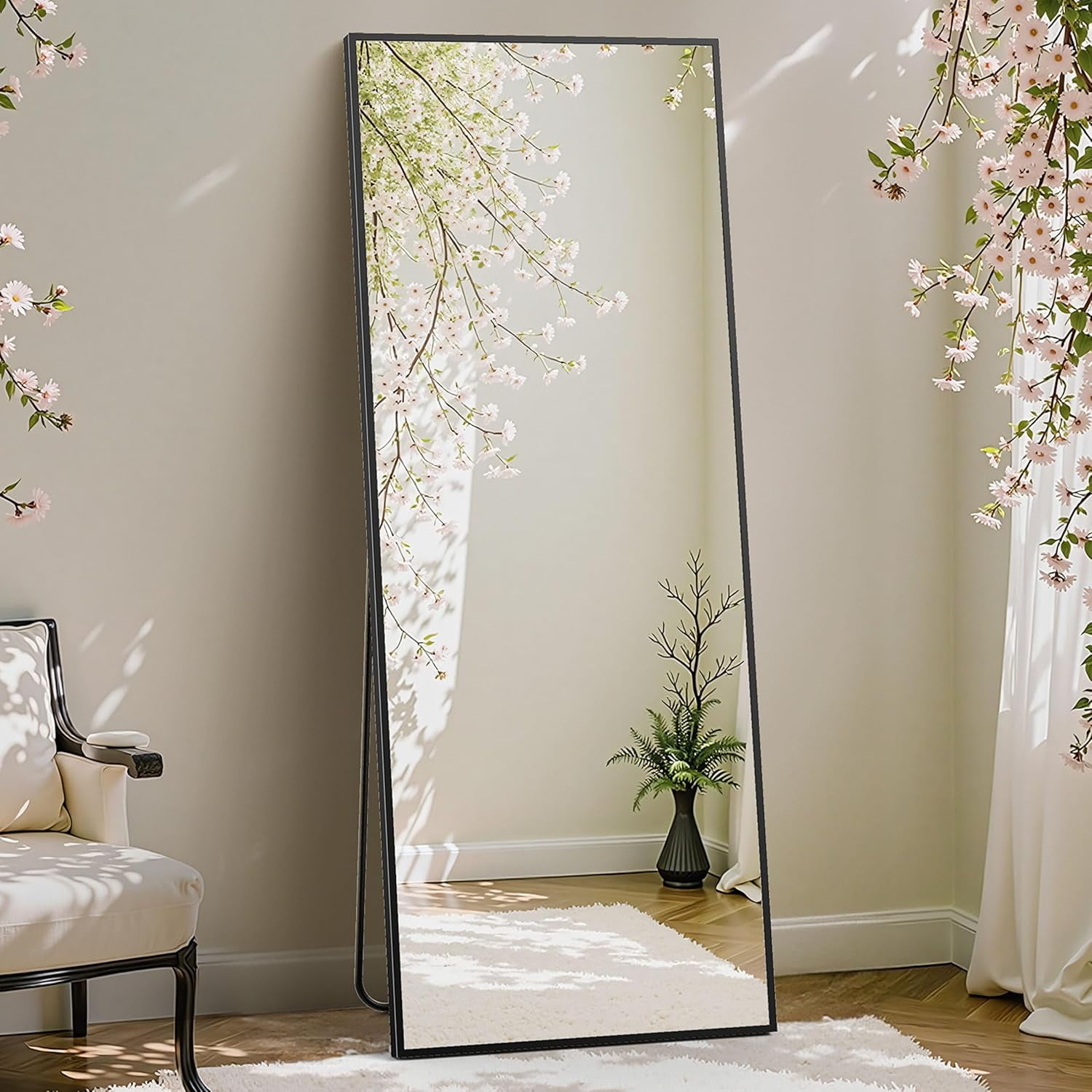 Arched Full Length Mirror with Stand 64"x21" Floor Standing Aluminum ...